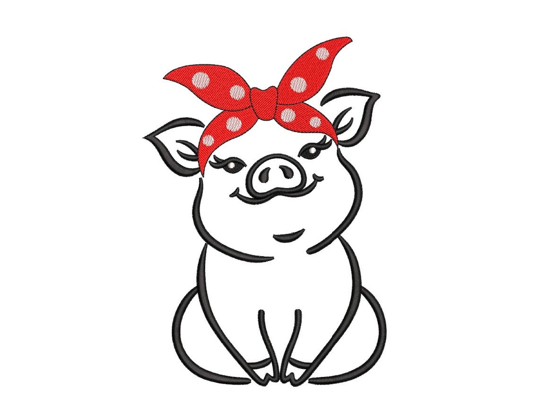 Pig Bandana Embroidery Design, 4 Sizes, Instant Download - Etsy