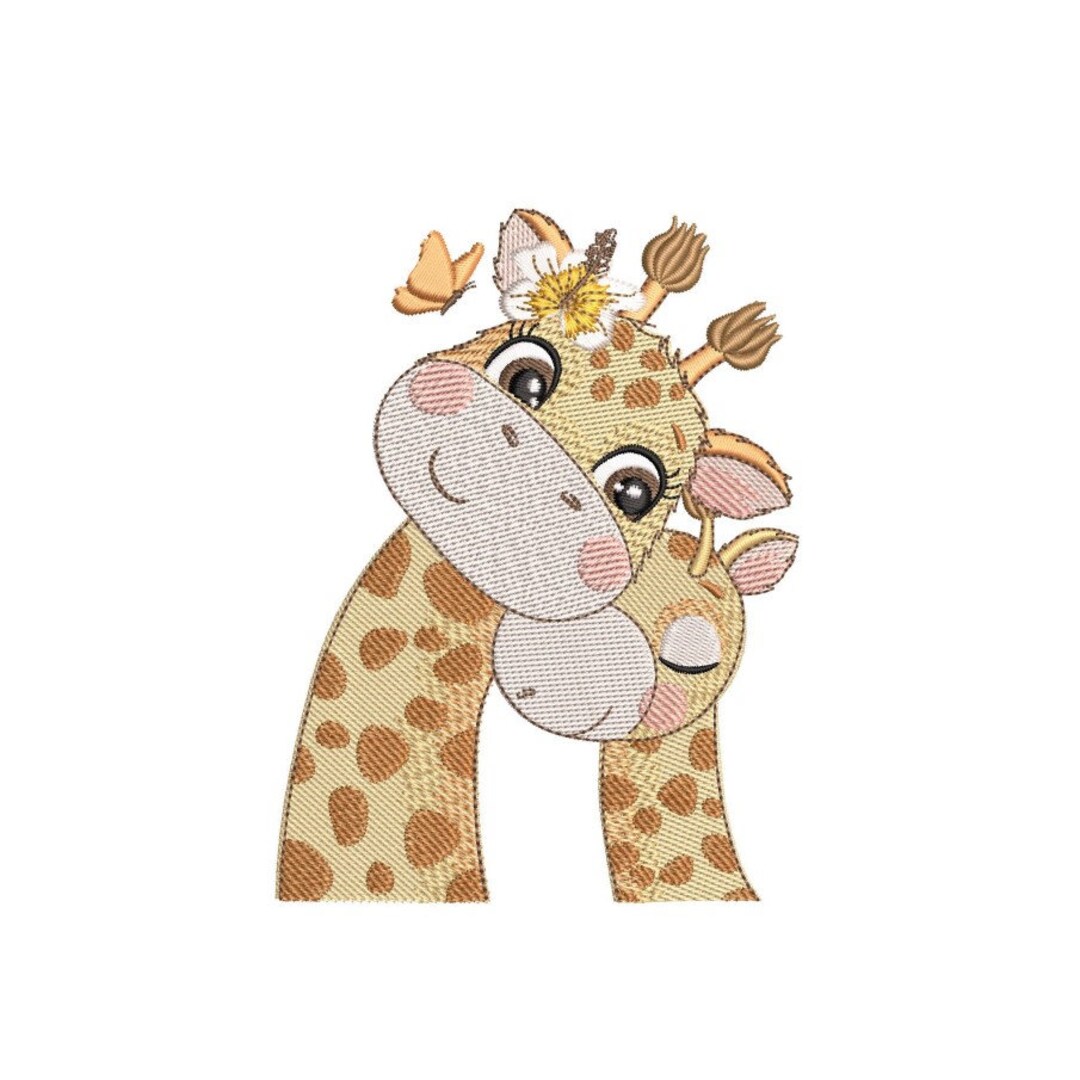 Cute Mom and Baby Giraffes Embroidery Design, 3 Sizes, Instant Download ...
