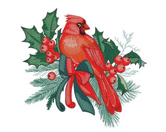 Cardinal Embroidery Design, Remembrance Embroidery File, 5 Sizes ...
