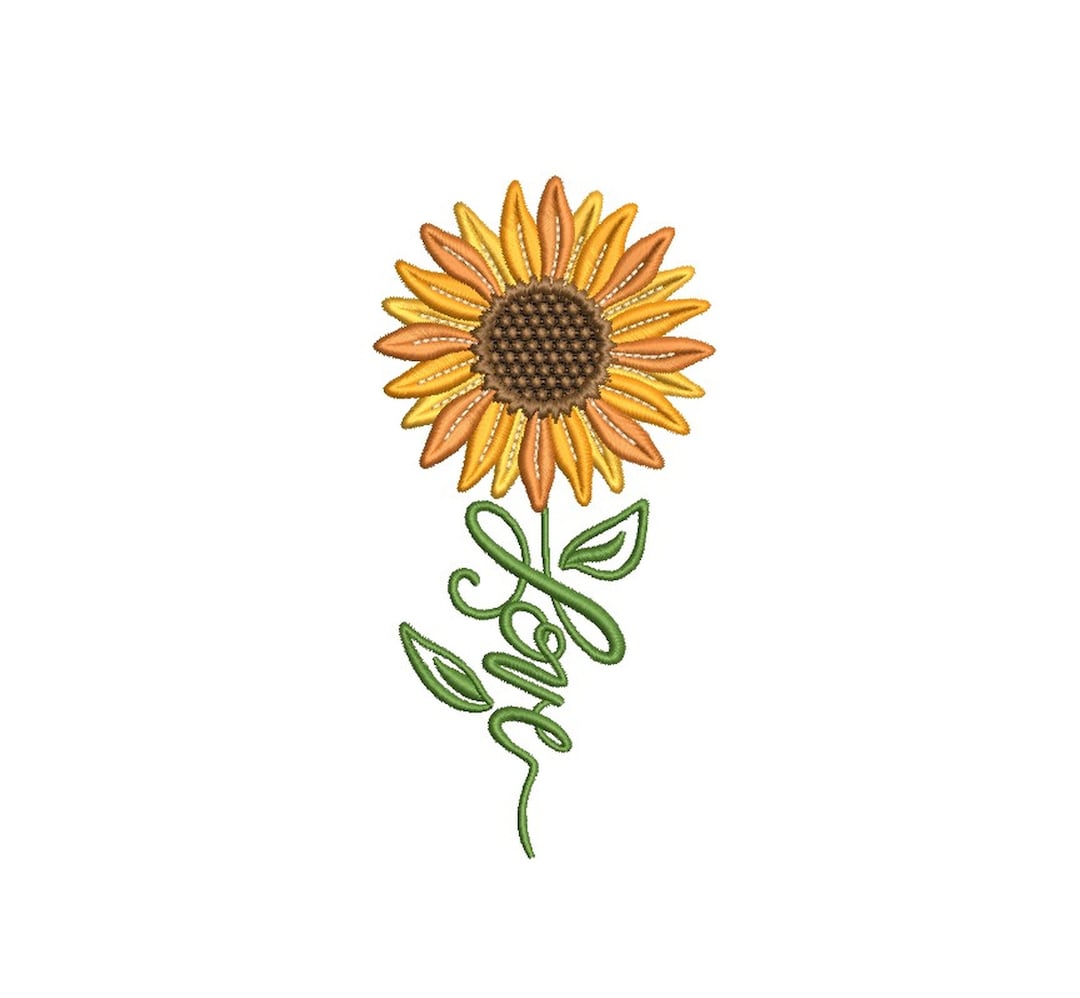 Sunflower Embroidery Design, Flower Machine Embroidery File, 5 Sizes ...