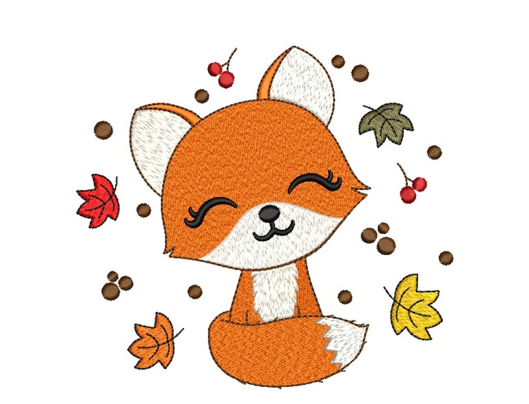 Fall Baby Fox Embroidery Design, 4 Sizes, Instant Download - Etsy
