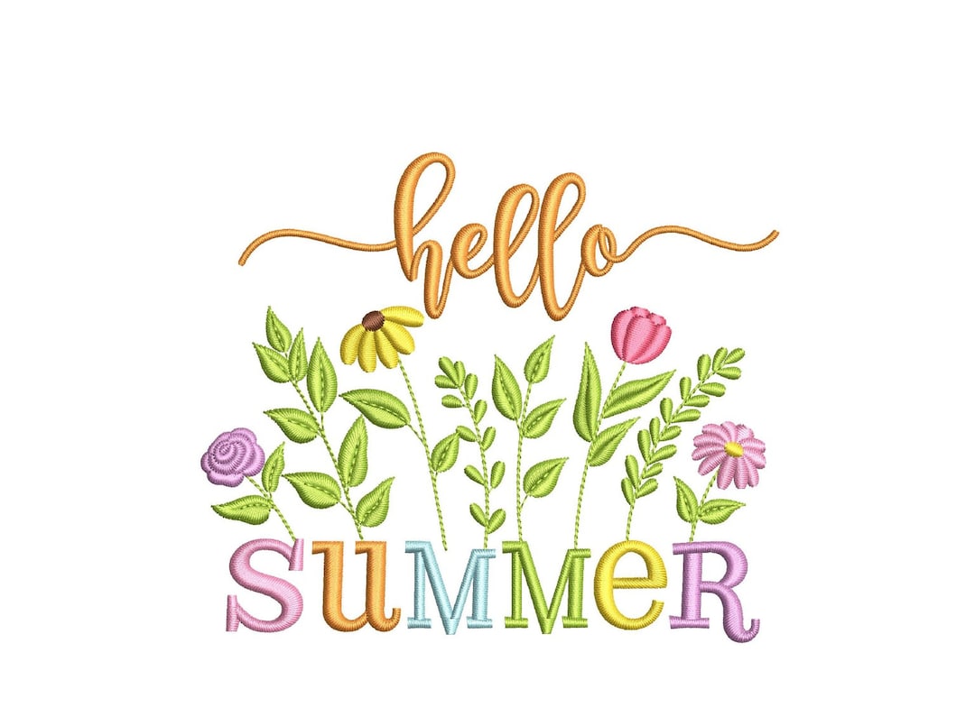 Hello Summer Embroidery Design, 4 Sizes, Instant Download - Etsy