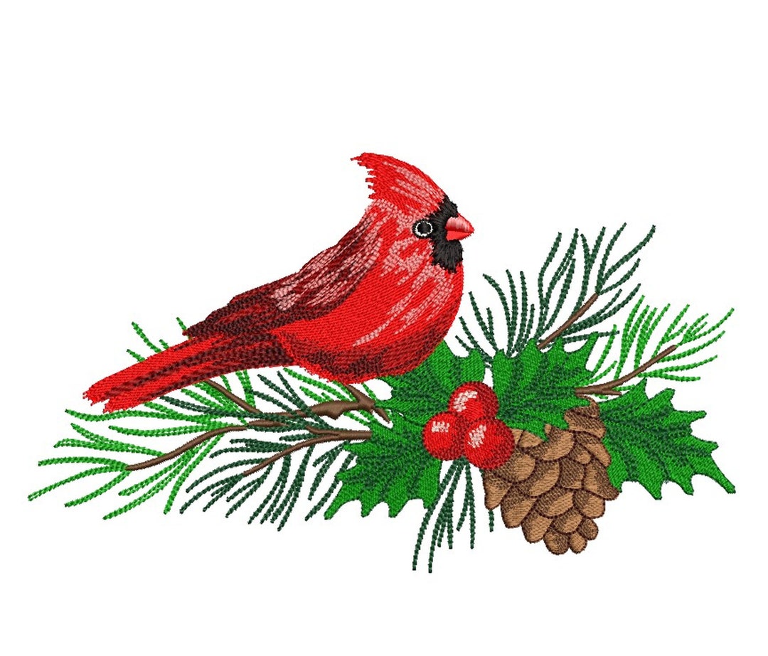 Cardinal Embroidery Design Beautiful Bird Pattern for Shirts Towels or ...