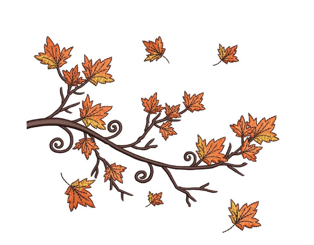 Branch Embroidery Design, Fall Embroidery File, 4 Sizes, Instant ...