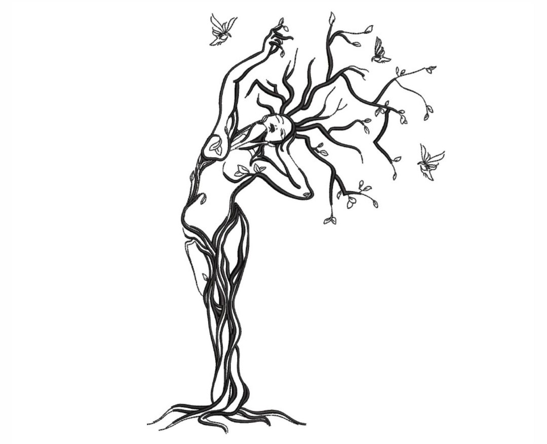 Woman Embroidery Design, Tree Embroidery File - Etsy