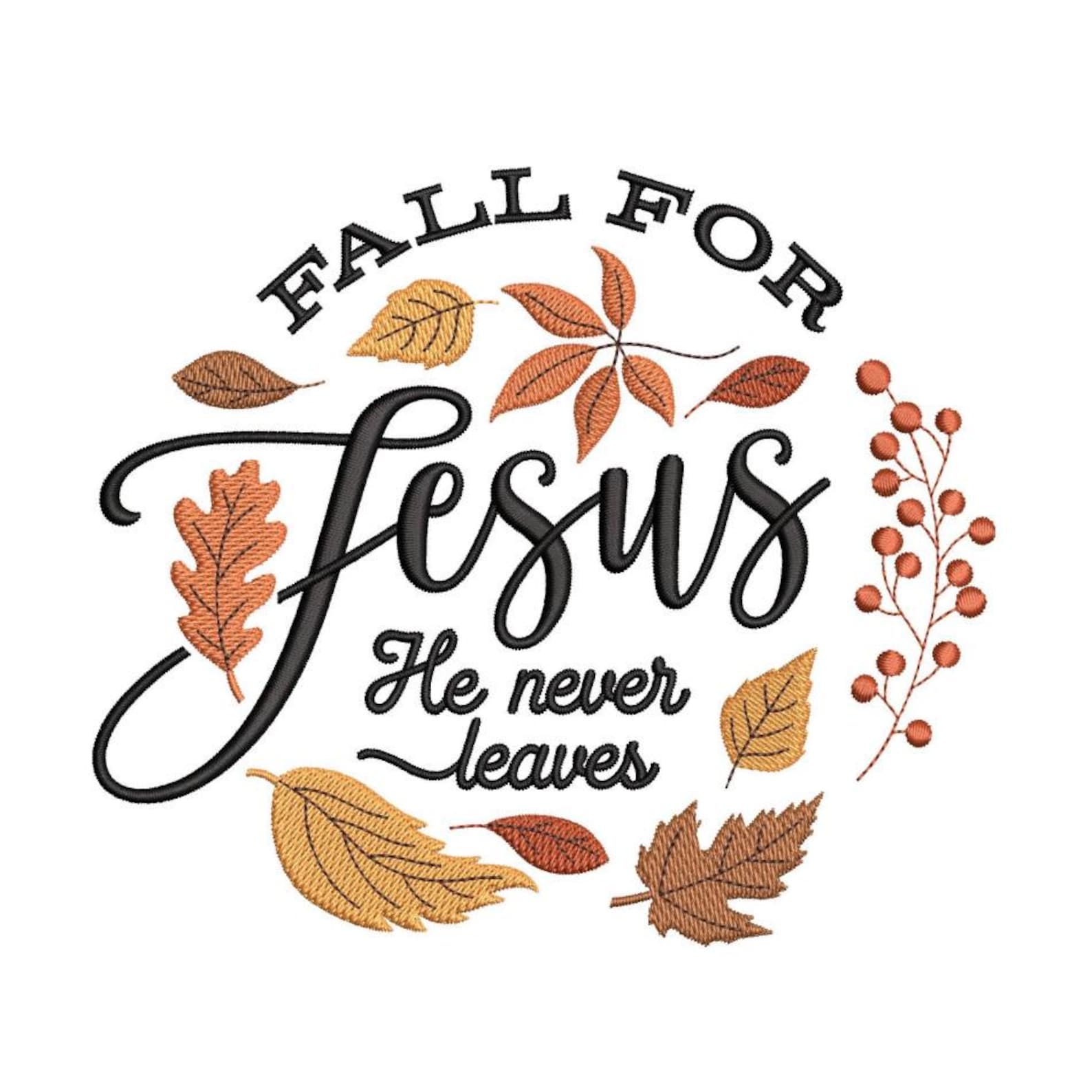 Jesus God Bible Autumn Leaves Machine Embroidery Design for Janome for ...