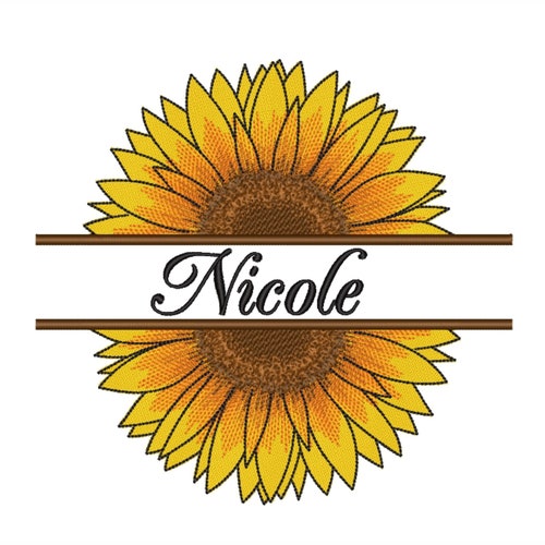 Sunflower Monogram Name Drop Machine Embroidery Design/ - Etsy