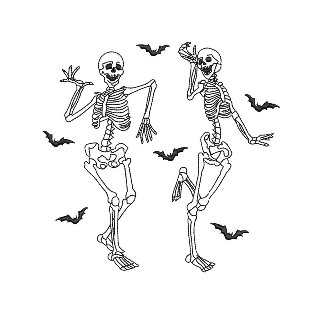 Dancing Skeletons Embroidery Design, Halloween Skeleton Embroidery ...