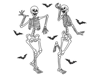 Dancing Skeletons Embroidery Design, Halloween Skeleton Embroidery ...
