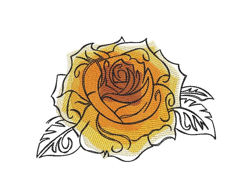 Rose Embroidery Design 4 Sizes Instant Download - Etsy