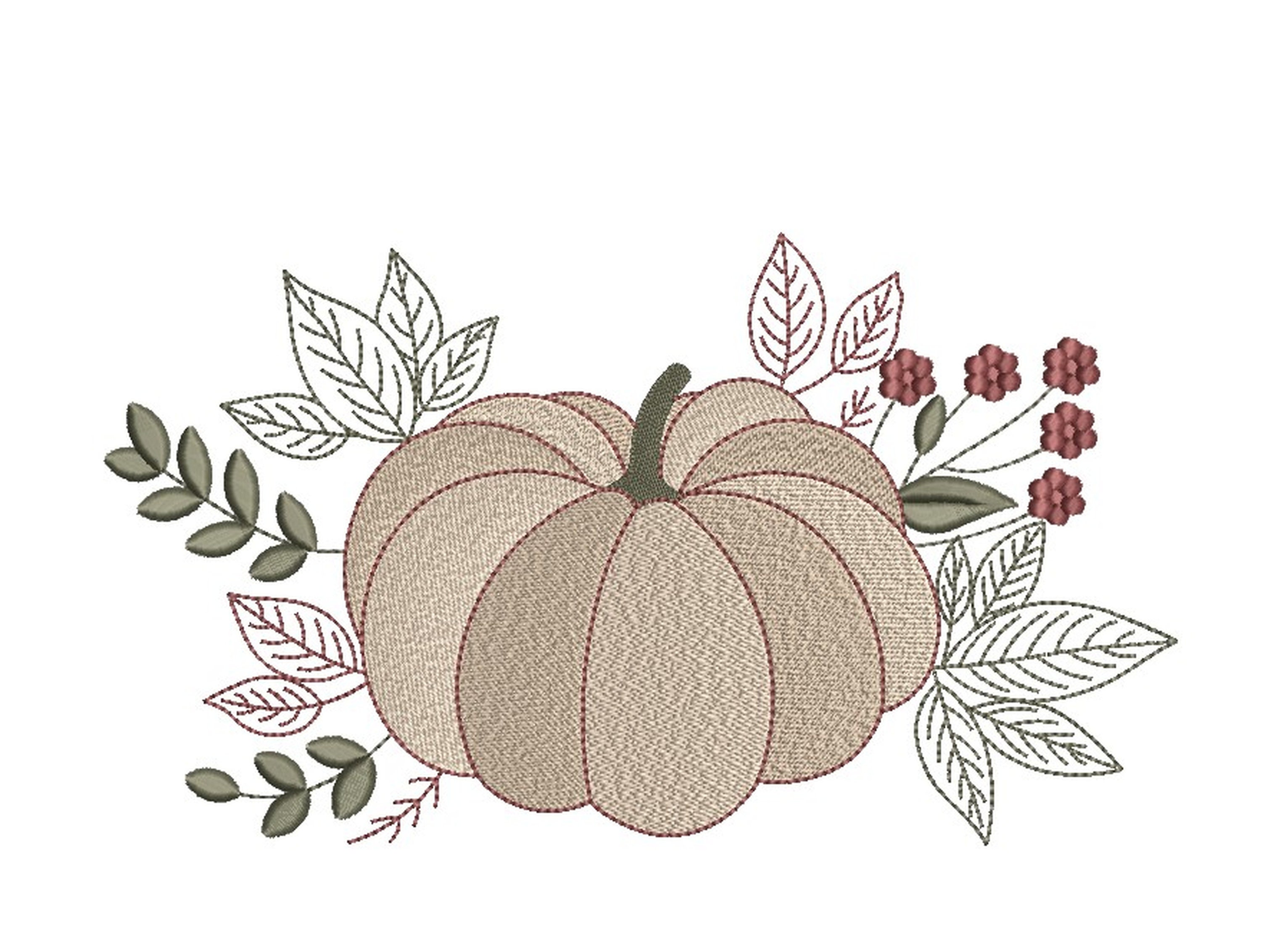 Floral Pumpkin Embroidery Design, Fall Embroidery File, 3 Sizes - Etsy