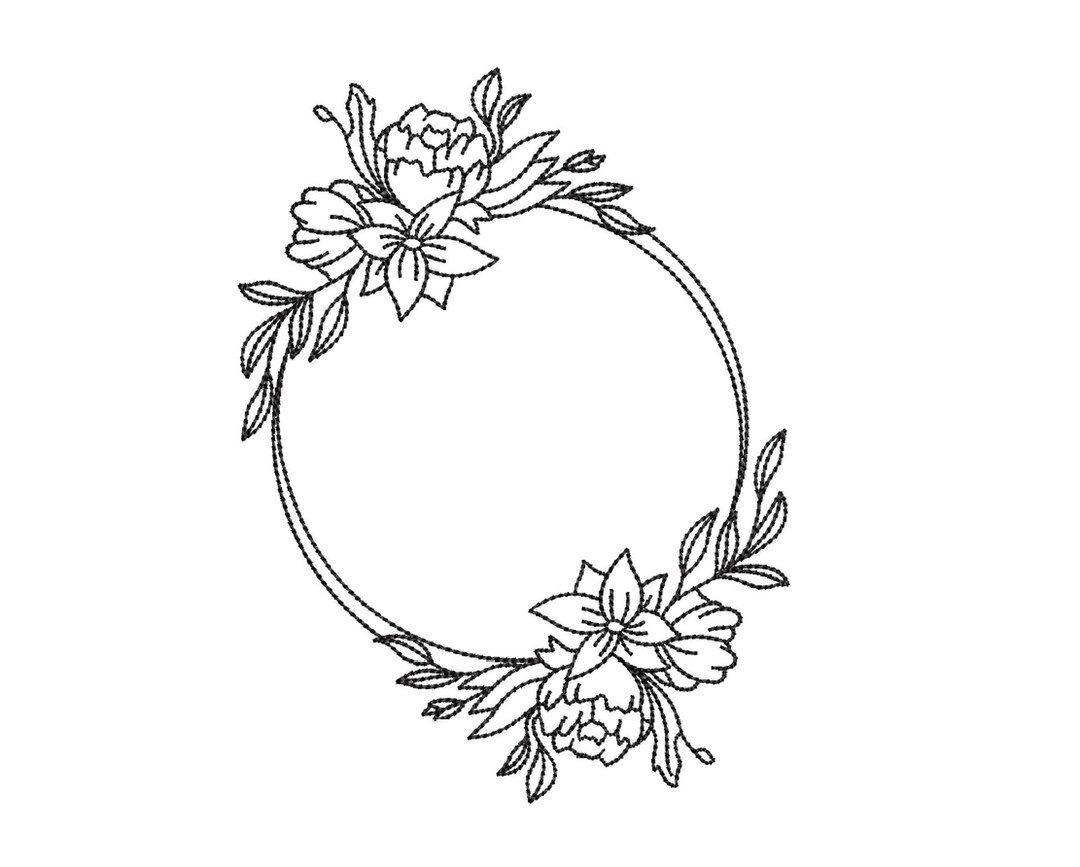 Floral Frame Embroidery Design, 5 Sizes - Etsy