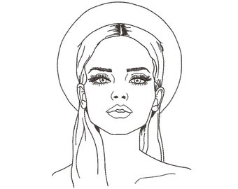 Curly Hair Girl Embroidery Design 3 Sizes Instant Download | Etsy