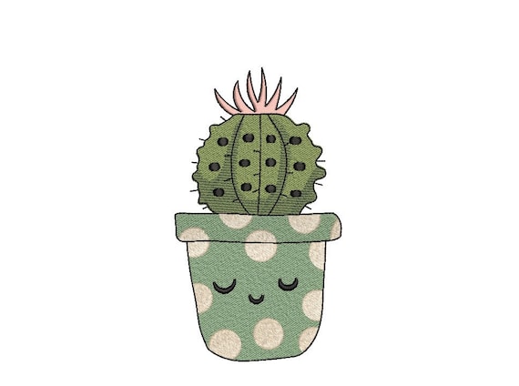 Cactus Embroidery Design 4 Sizes Instant Download | Etsy