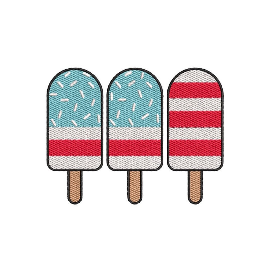 Patriotic Ice Cream, American Flag Embroidery Design, 3 Sizes - Etsy