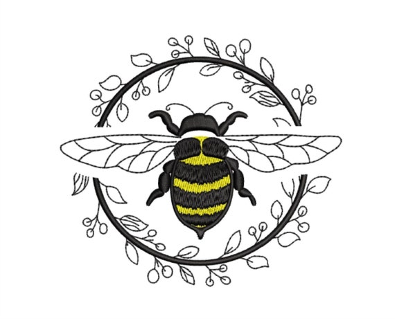 Bee embroidery design | Etsy