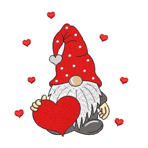 Valentine's Day Gnome Embroidery Design 3 Sizes Instant - Etsy