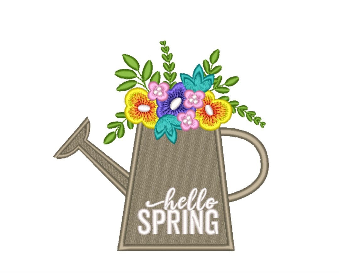 Hello Spring Embroidery Design - Etsy