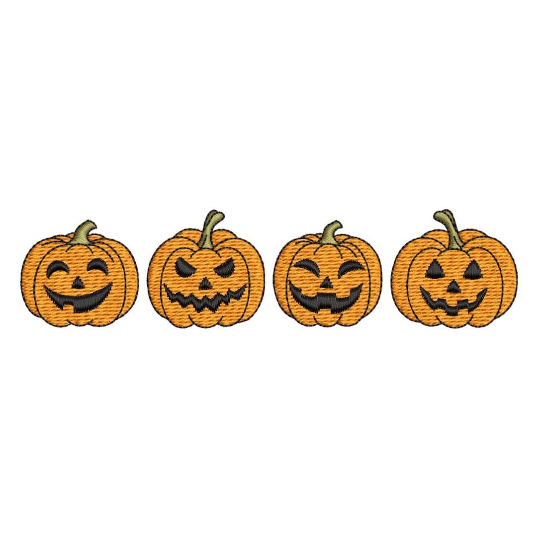 Pumpkin Embroidery Design, Four Smile Pumpkin Machine Embroidery Files ...