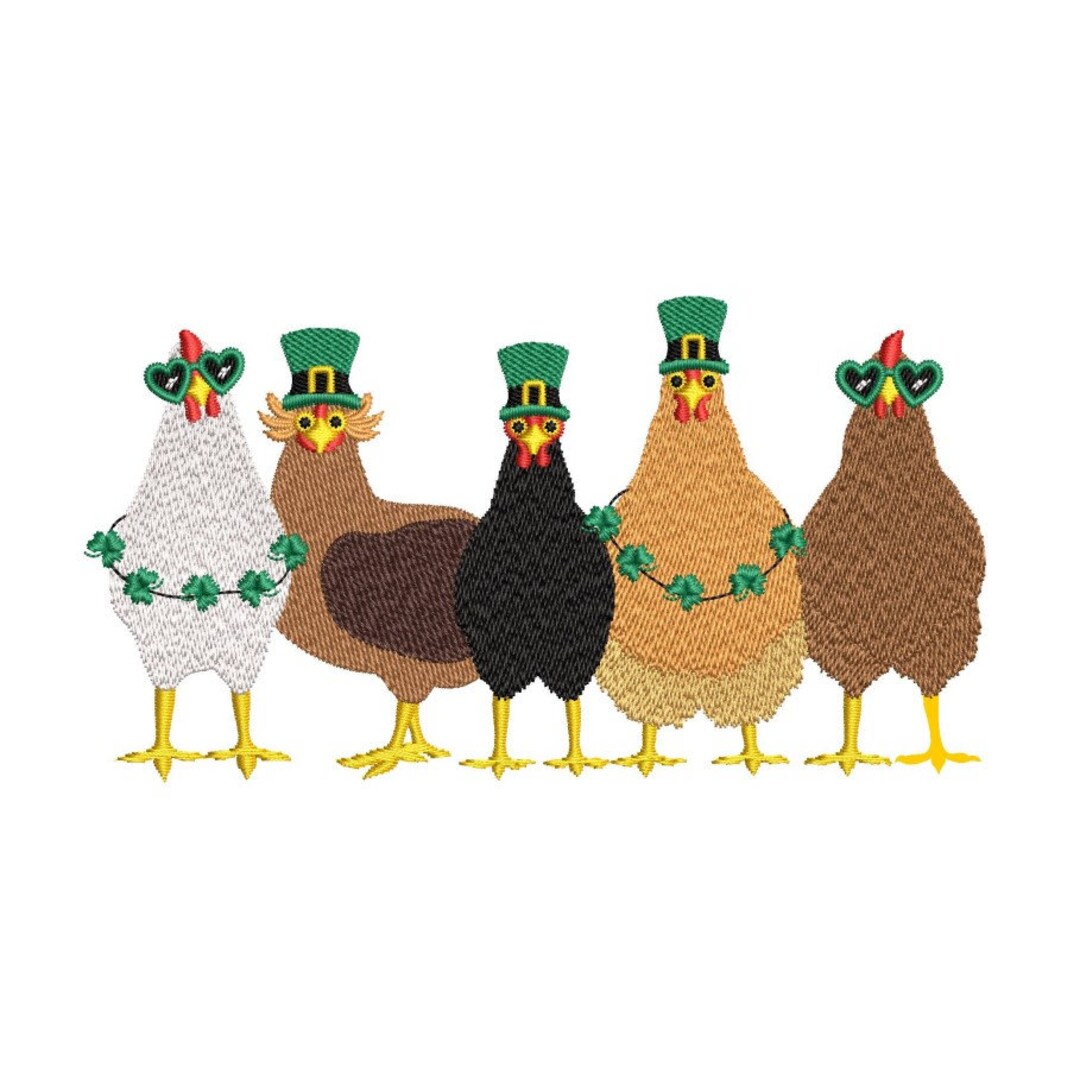 Chickens Embroidery Design, St.patricks Day Embroidery File, 3 Sizes ...