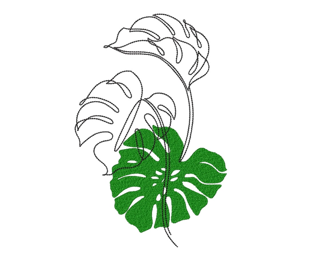 Monstera Leaf Embroidery Design, 5 Sizes, Instant Download - Etsy
