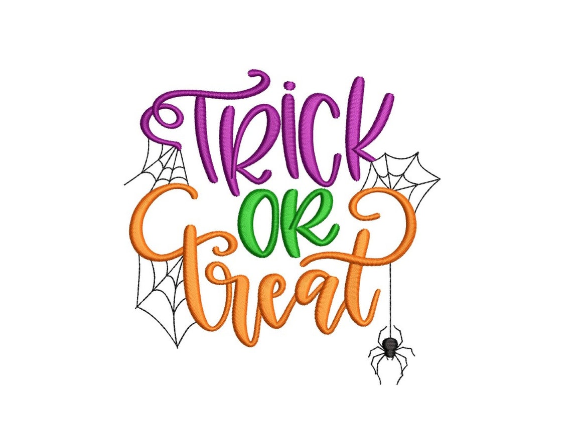 Trick or Treat Embroidery Design, Halloween Embroidery Design, 3 Sizes ...