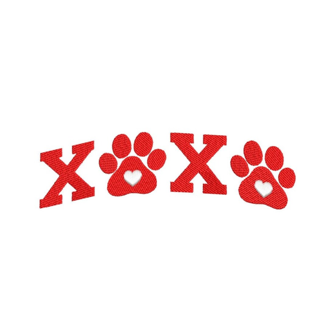 XOXO Dog Paw Embroidery Design, Pet Mother’s Day Machine Embroidery ...