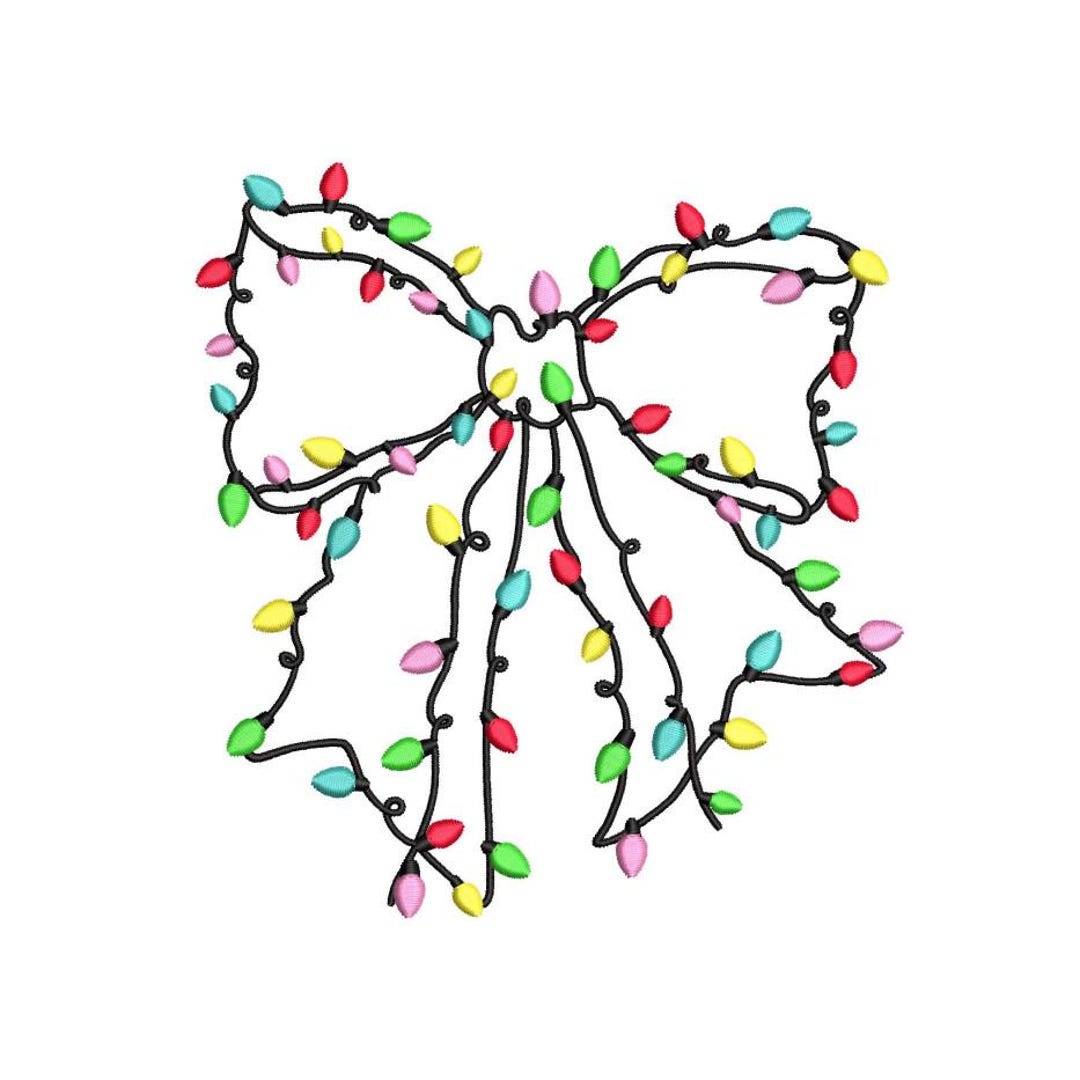 Bow Christmas Lights Embroidery Design, 4 Sizes, Instant Download - Etsy