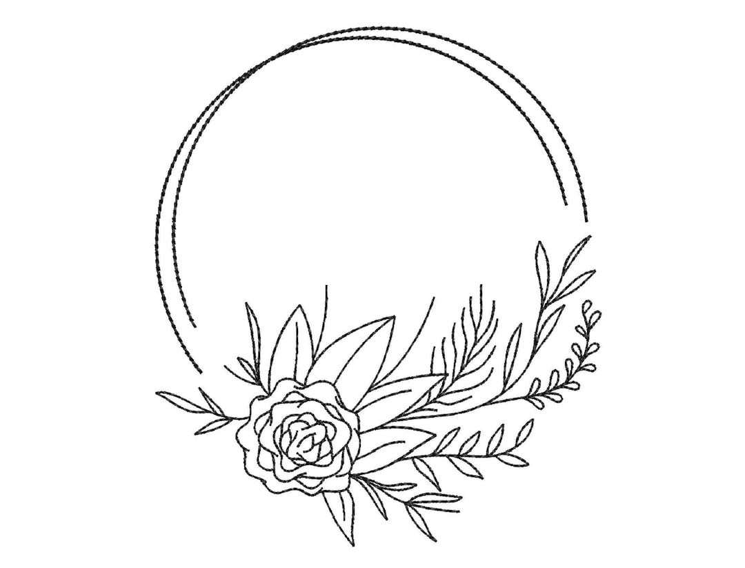 Flower Frame Embroidery Design, Monogram Embroidery File, 6 Sizes ...