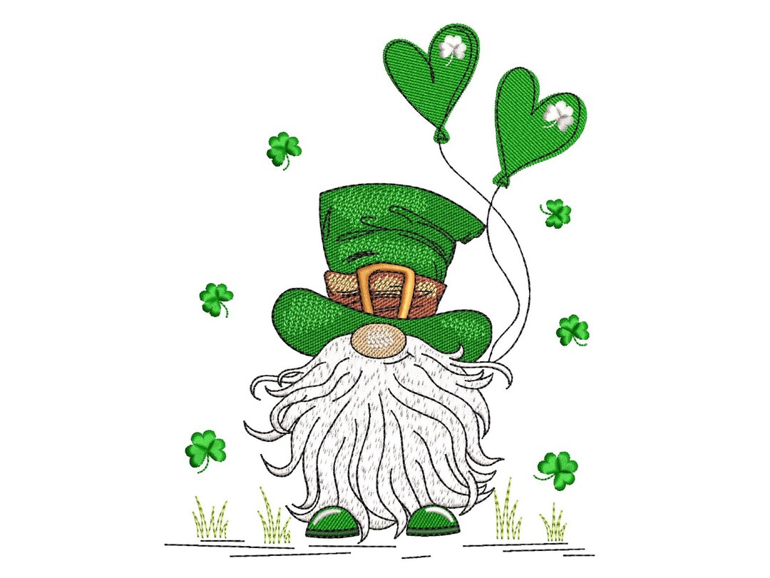 St. Patricks Gnome Embroidery Design, 3 Sizes, Instant Download - Etsy