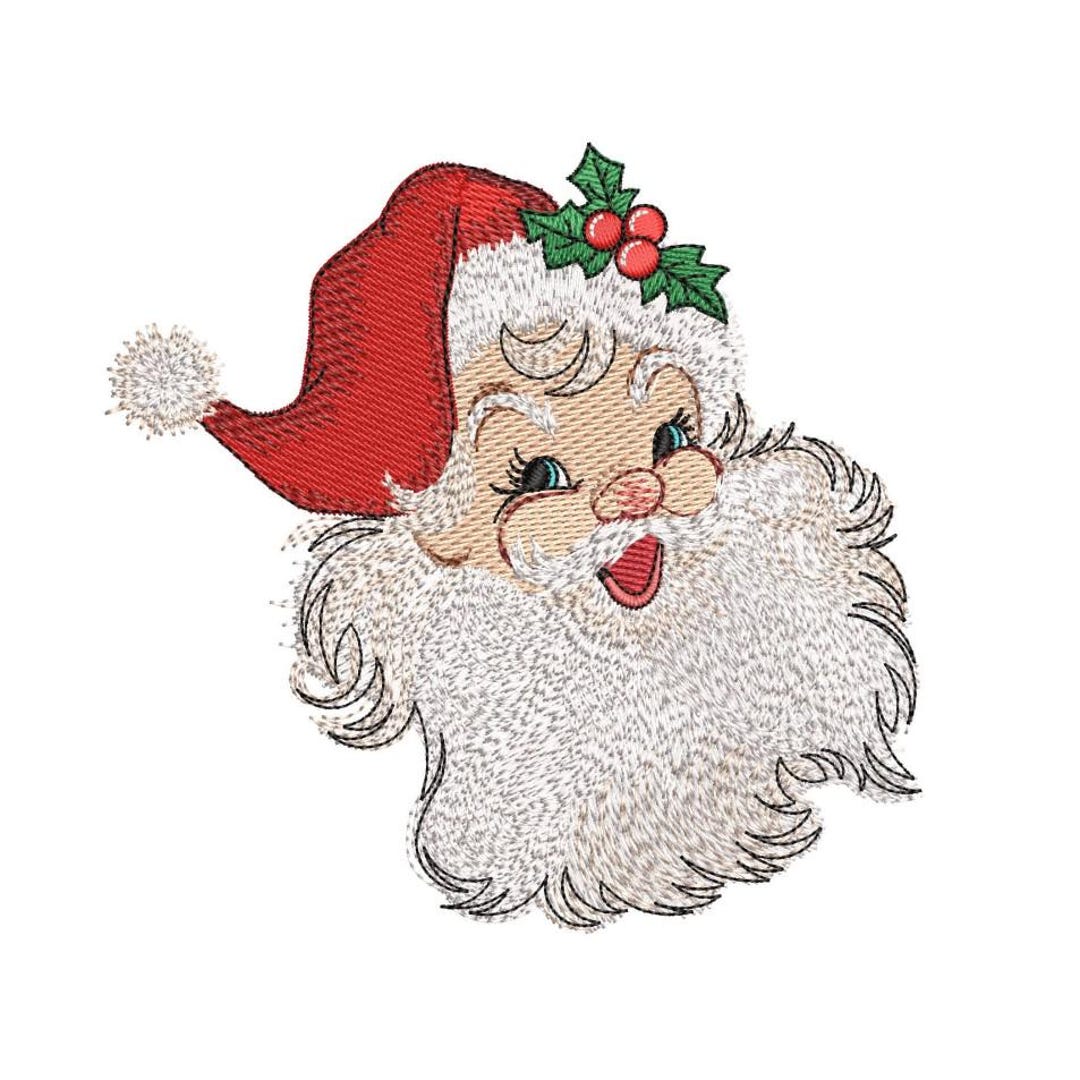 Vintage Santa Face Retro Christmas Embroidery Design for Janome Brother ...
