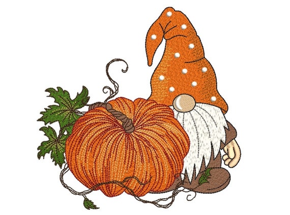 Fall Gnome With Pumpkin Embroidery Design Autumn Embroidery - Etsy