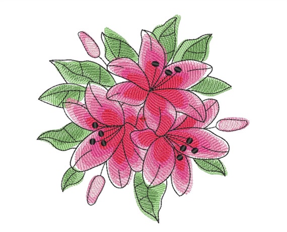 Lily Flower Embroidery Design - Etsy