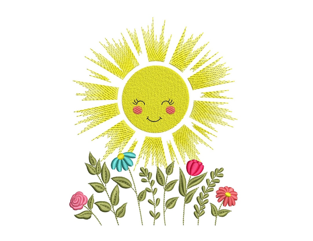 Sun Embroidery Design, 4 Sizes, Instant Download - Etsy
