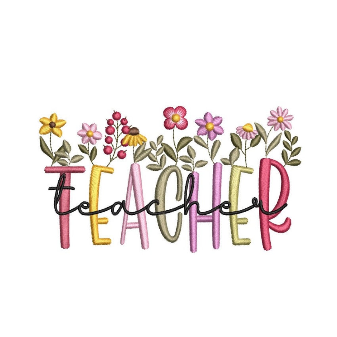 Teacher Embroidery Design, 3 Sizes, Instant Download - Etsy