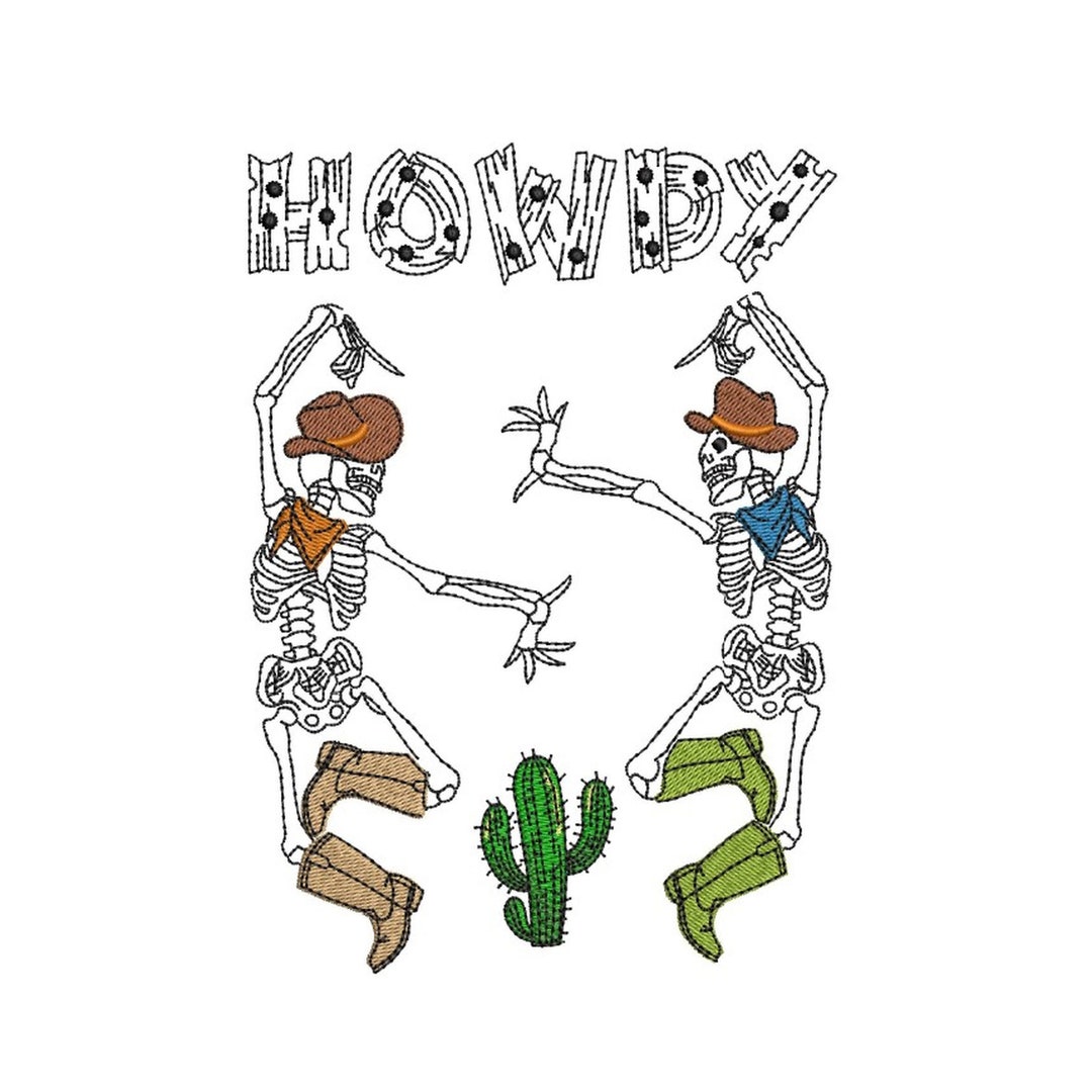 Halloween Howdy Embroidery Design, Dancing Skeletons Embroidery Design ...