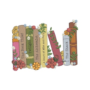 Floral Books Embroidery Design, 3 Sizes, Instant Download - Etsy