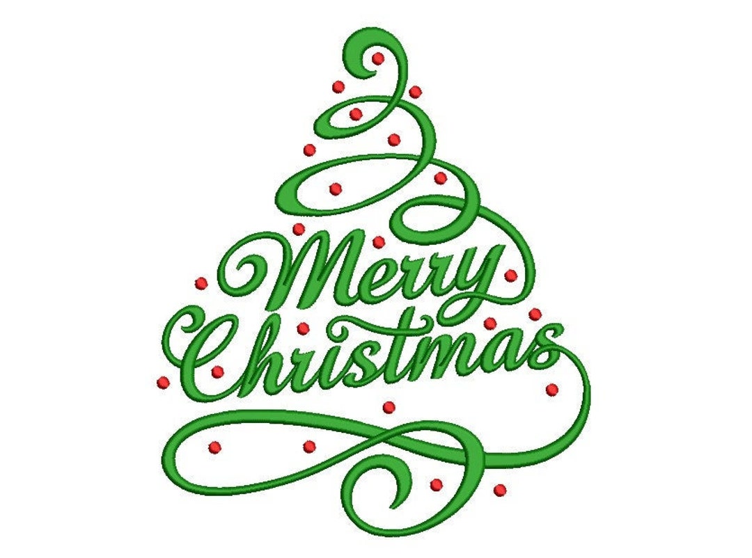 Merry Christmas Embroidery Design, 4 Sizes, Instant Download - Etsy