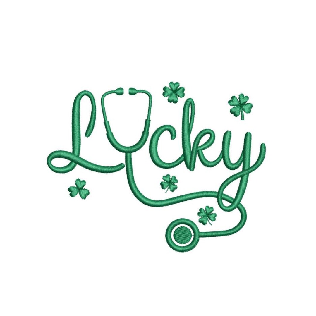 Stethoscope and Lucky Shamrock Embroidery Design, St. Patricks Day ...