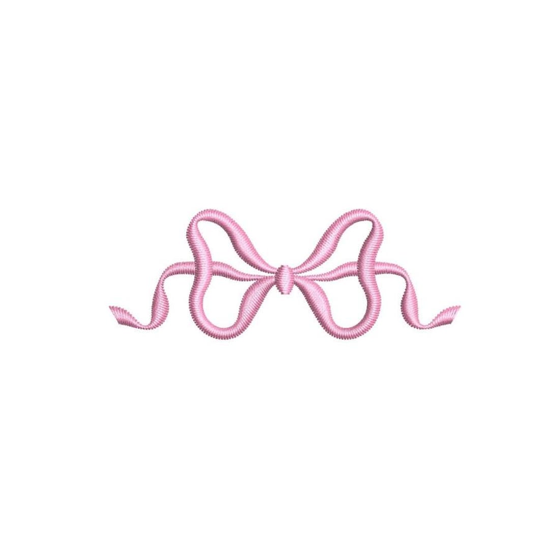 Satin Bow Mini Embroidery Design, Pink Ribbon Tie Valentine's Day ...