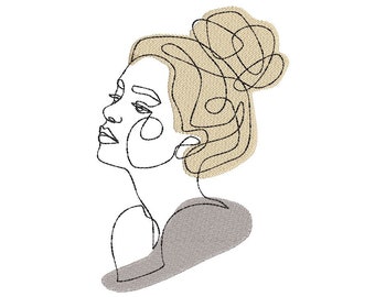 One Line Face Embroidery Design 4 Sizes Instant Download - Etsy