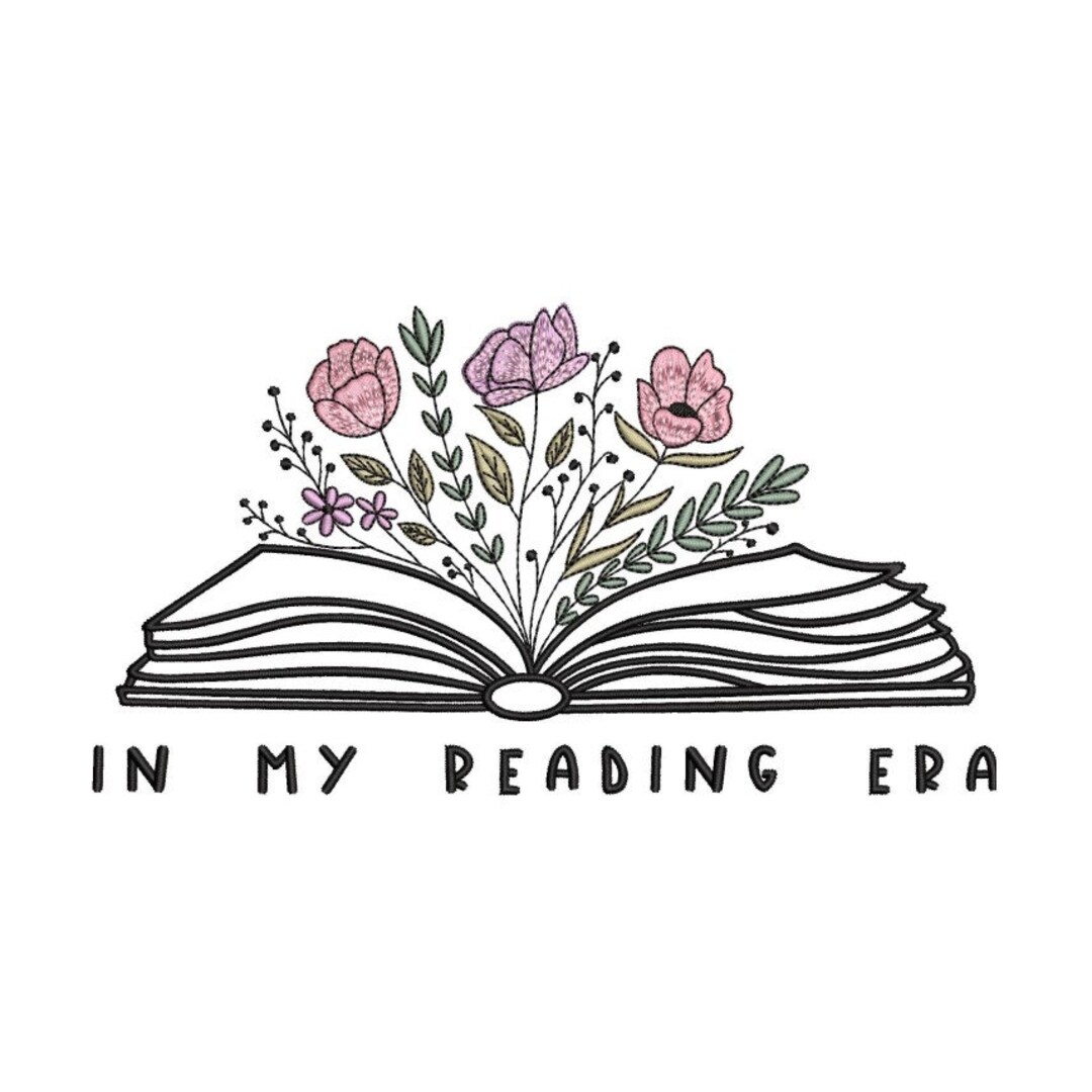 In My Reading Era Embroidery Design, Floral Book Embroidery File, 3 ...
