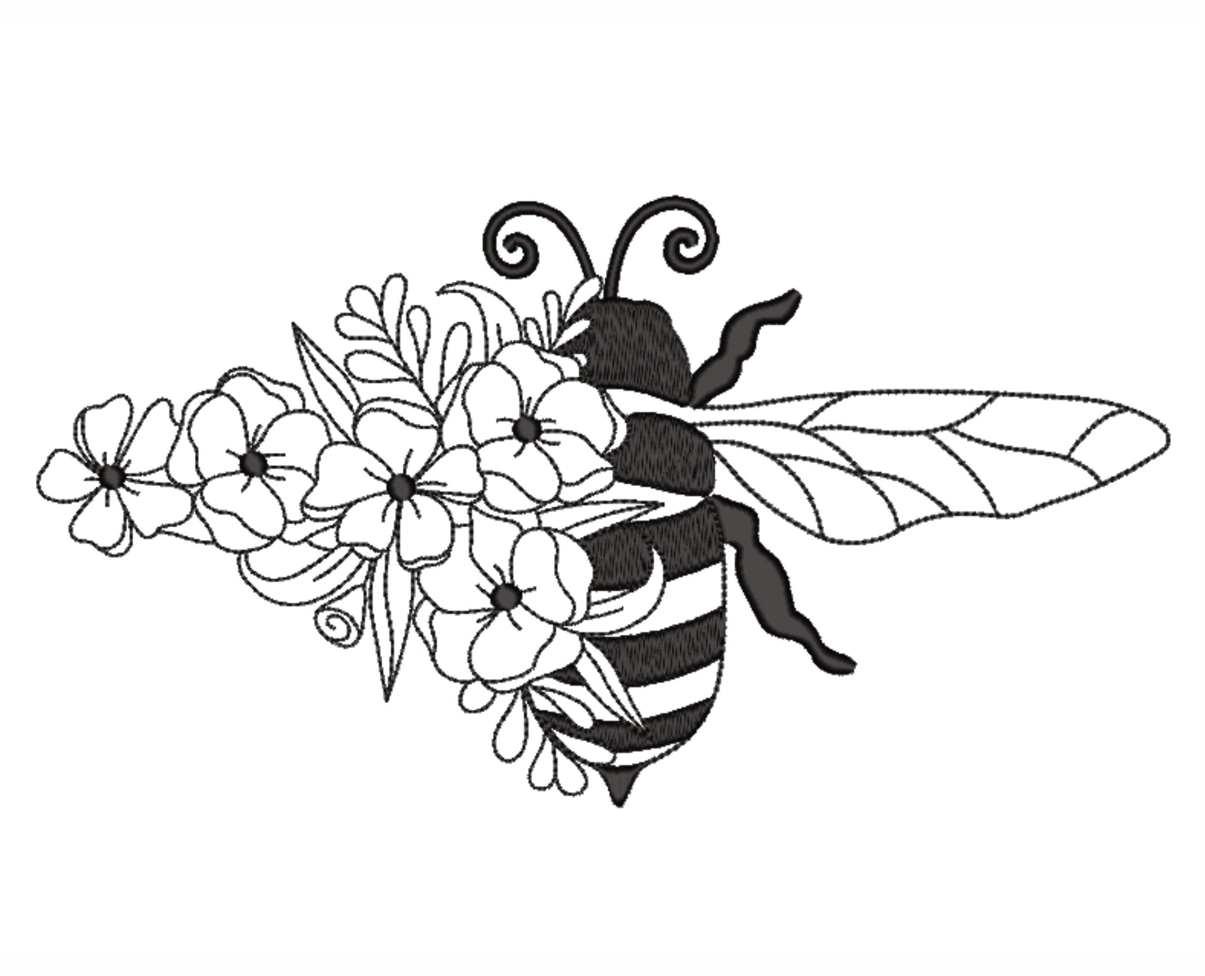 Bee Embroidery Design - Etsy
