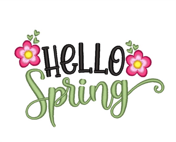 Hello Spring Embroidery Design | Etsy