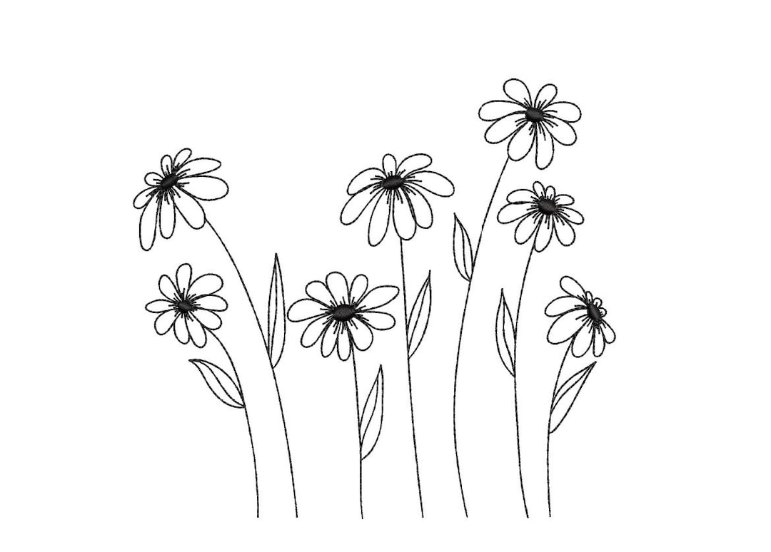 Daisy Flowers Embroidery Design, Flower Machine Embroidery File, 5 ...