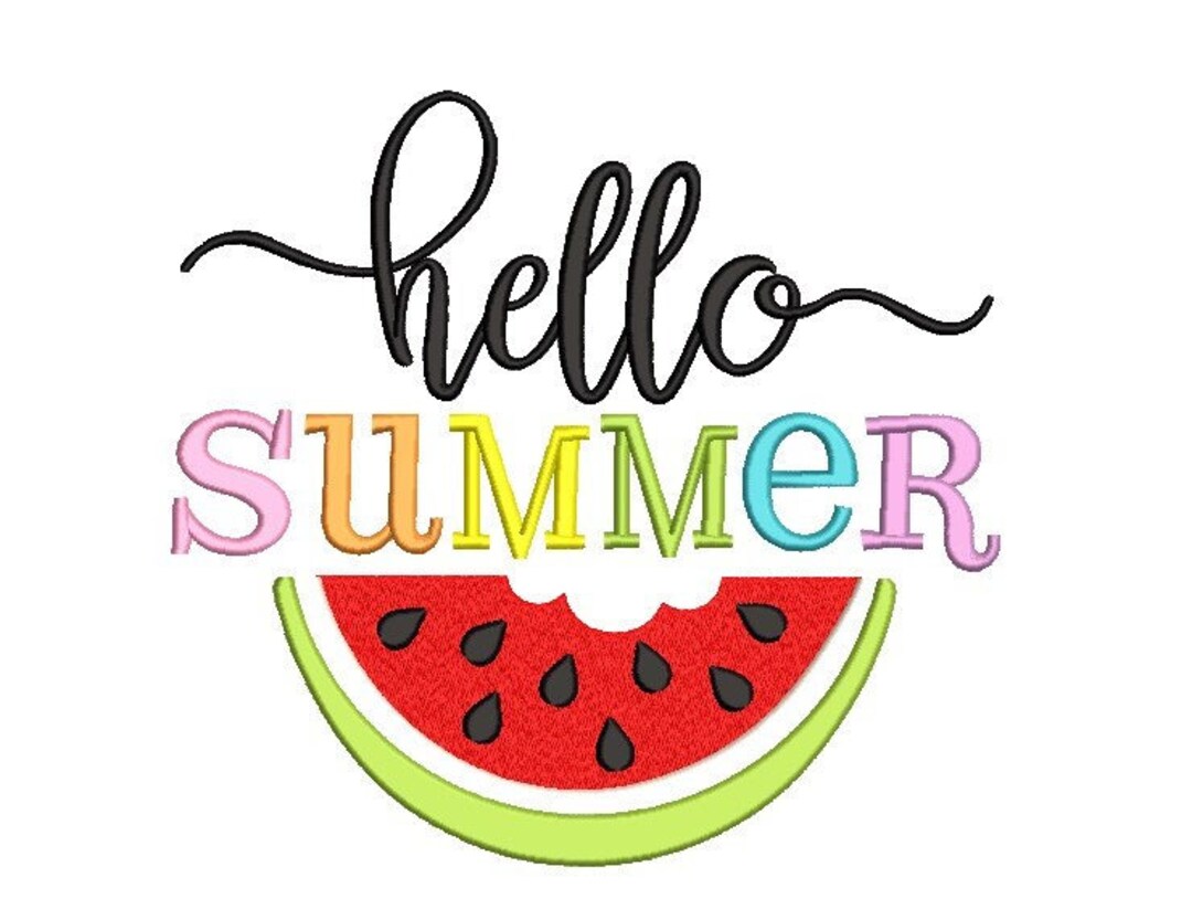 Hello Summer Embroidery Design, 3 Sizes, Instant Download - Etsy