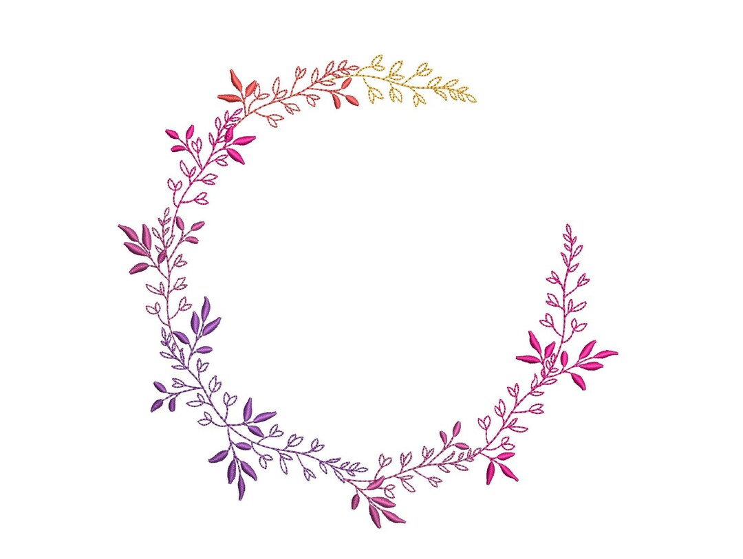 Floral Wreath Embroidery File, 4 Sizes, Instant Download - Etsy