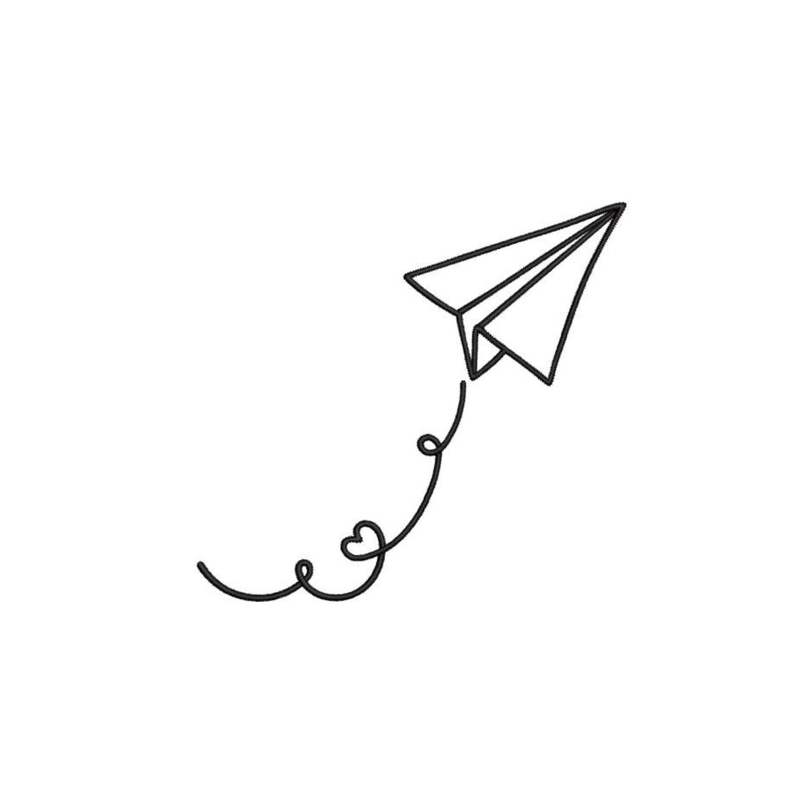 Paper Airplane With Heart Trail Machine Embroidery Design for Janome ...