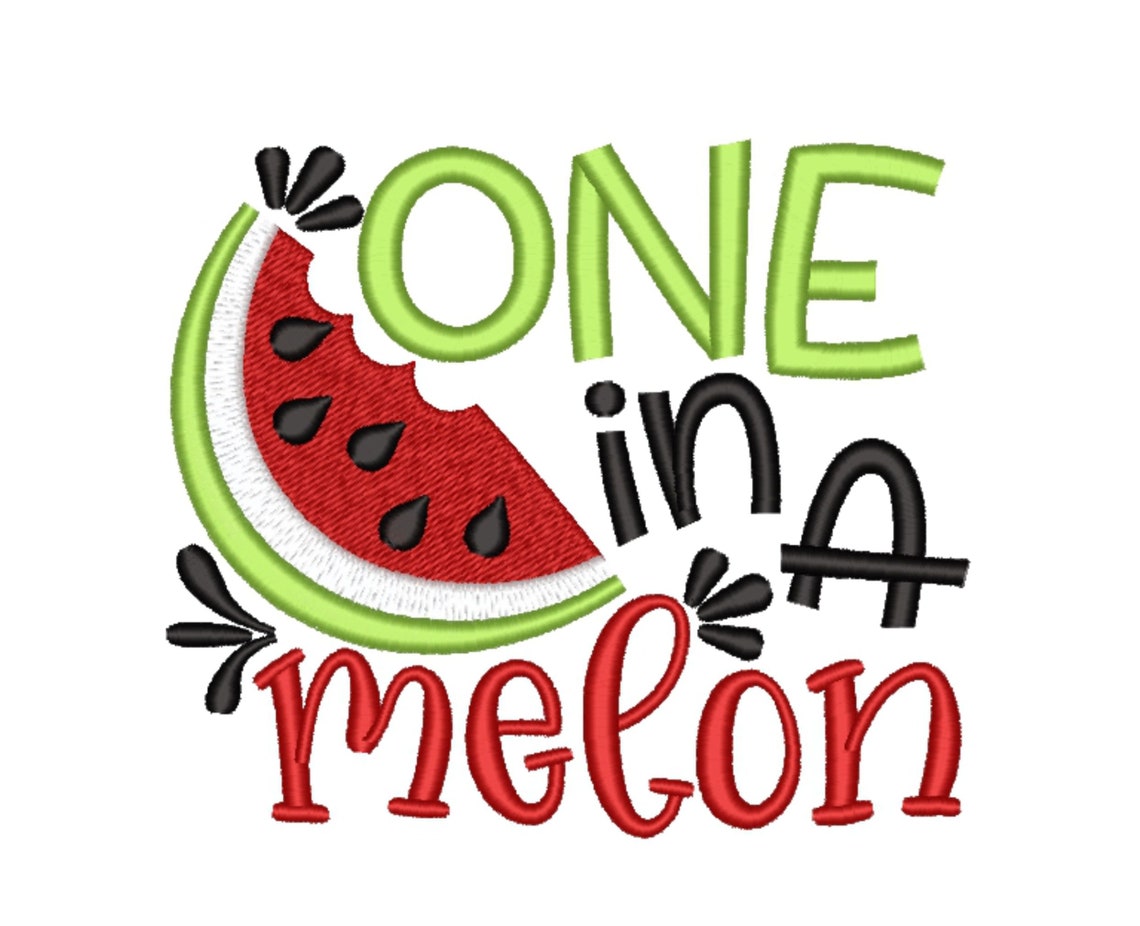 One in a melon embroidery design | Etsy