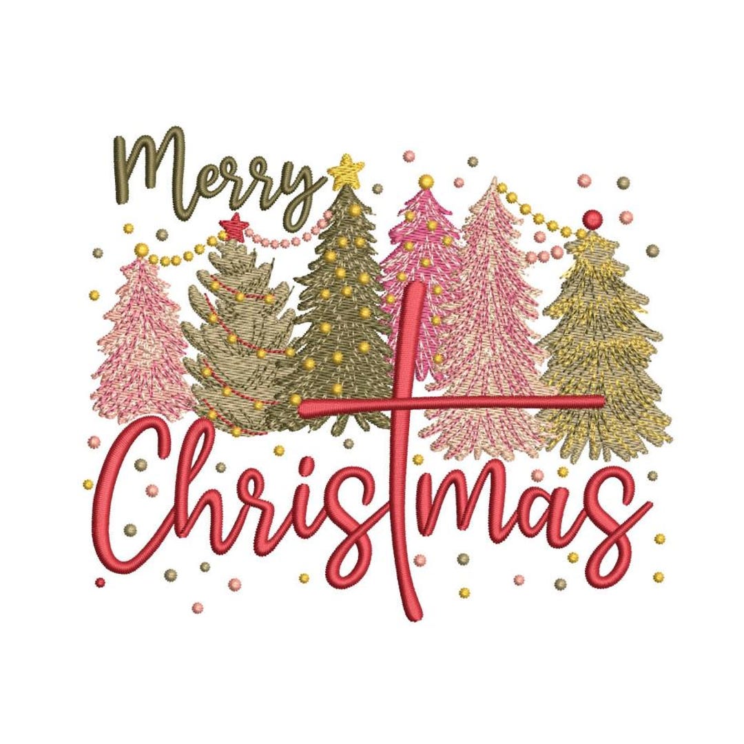 Christmas Trees Embroidery Design, Christmas Lights Machine Embroidery ...